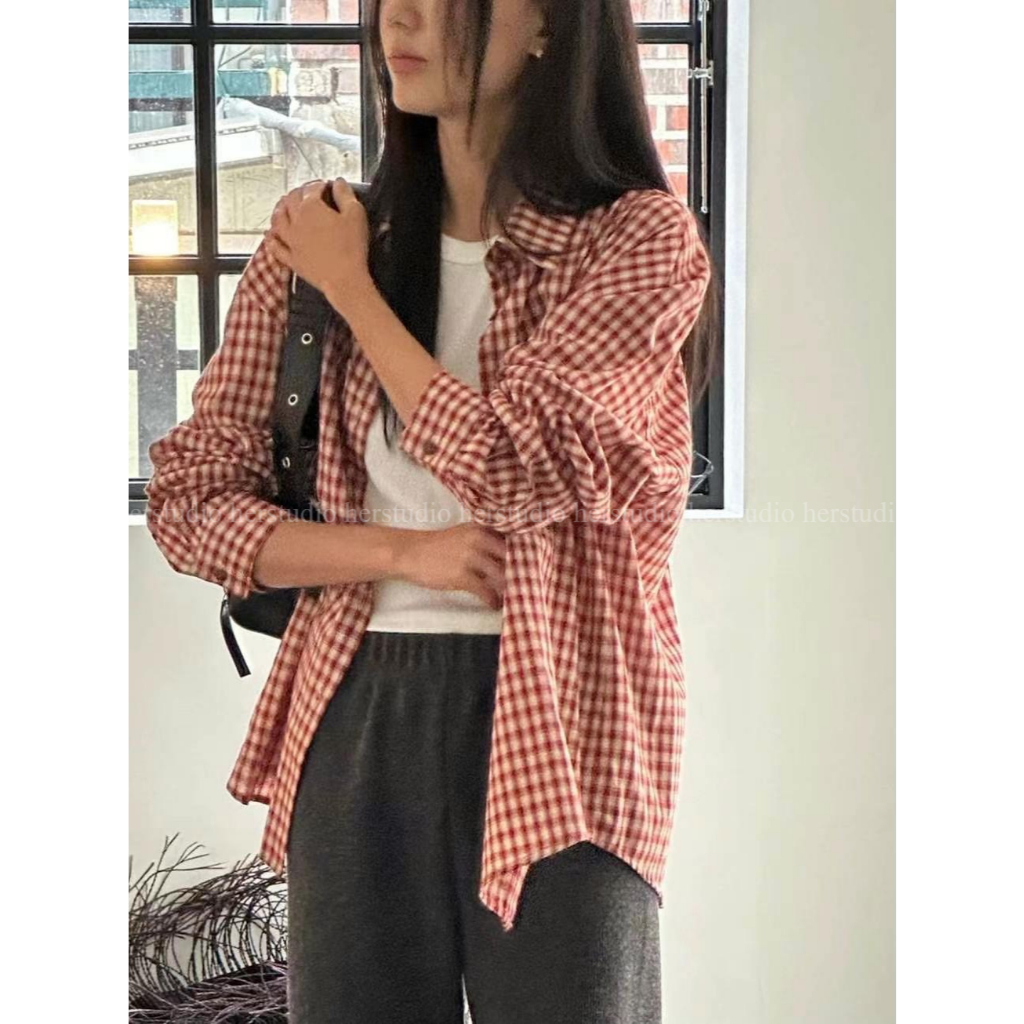 HERStudio韓國代購 高質感 復古細格紋襯衫(3col) | 蝦皮購物