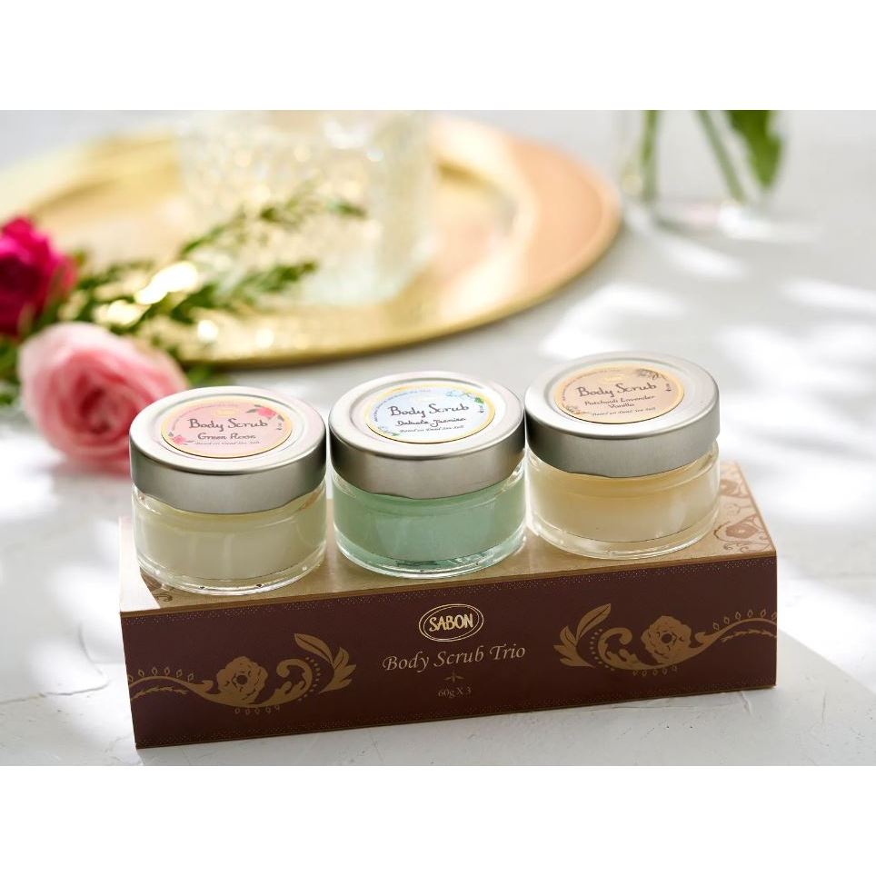 ⚡老闆不在家⚡ SABON 迷你身體磨砂膏禮盒60gx3 (以色列綠玫瑰+茉莉花語+經典) | 蝦皮購物