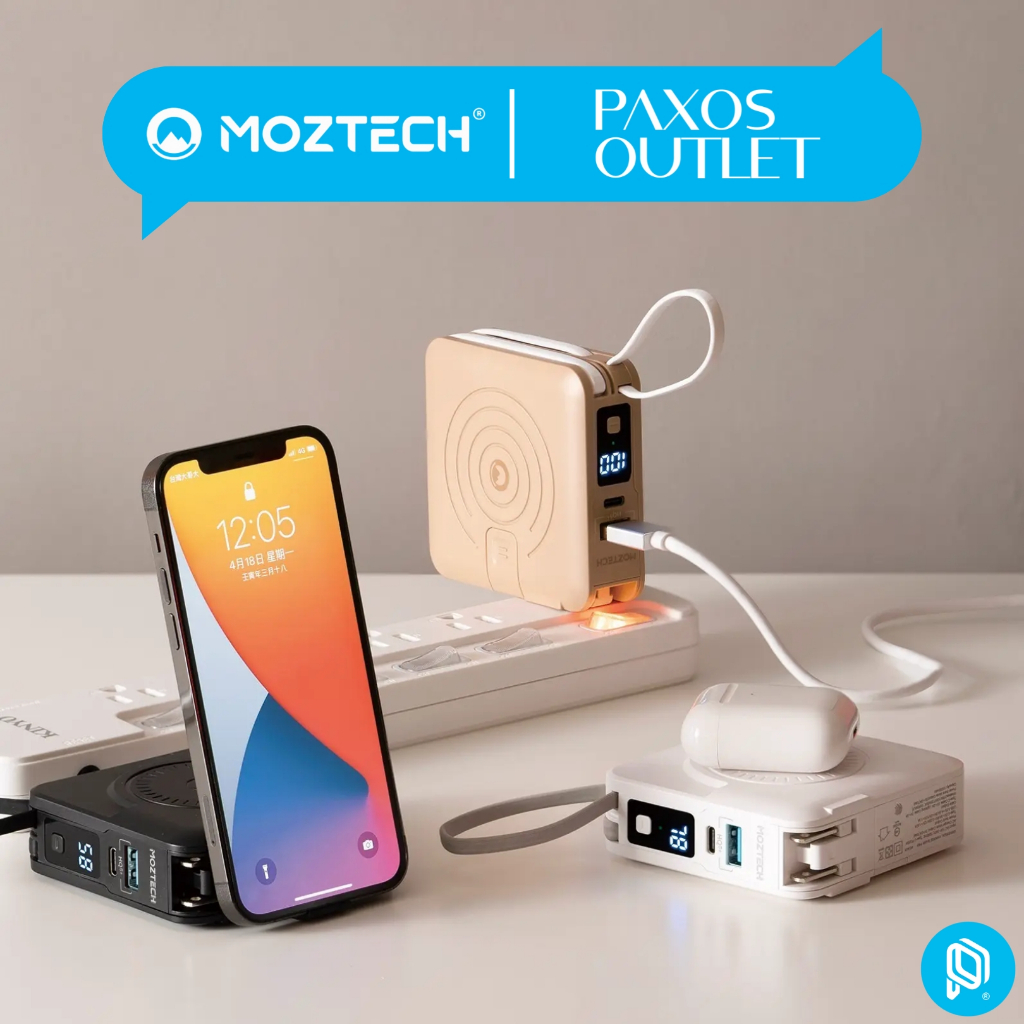 MOZTECH | 萬能充Pro 多功能五合一 行動電源 萬國充 萬能充 充電寶 行充 自帶線 無線充 出國 快充 | 蝦皮購物