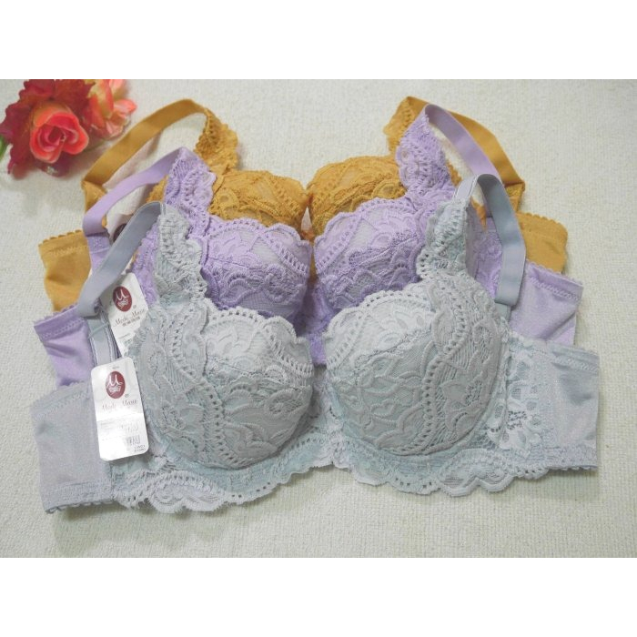 【曼黛瑪璉】蕾絲繡花內衣【R90003-5】~70C,75C~灰色,紫色,土黃色 | 蝦皮購物