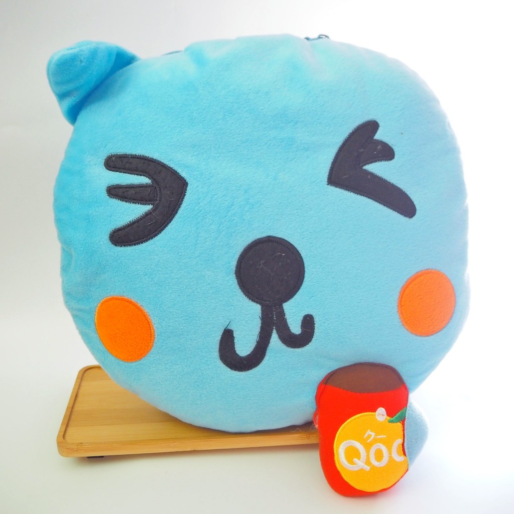 二手 2005年 qoo 有種果汁真好喝 藍色 涼被 靠枕 布偶 懷舊 早期老物品味童趣收藏 | 蝦皮購物