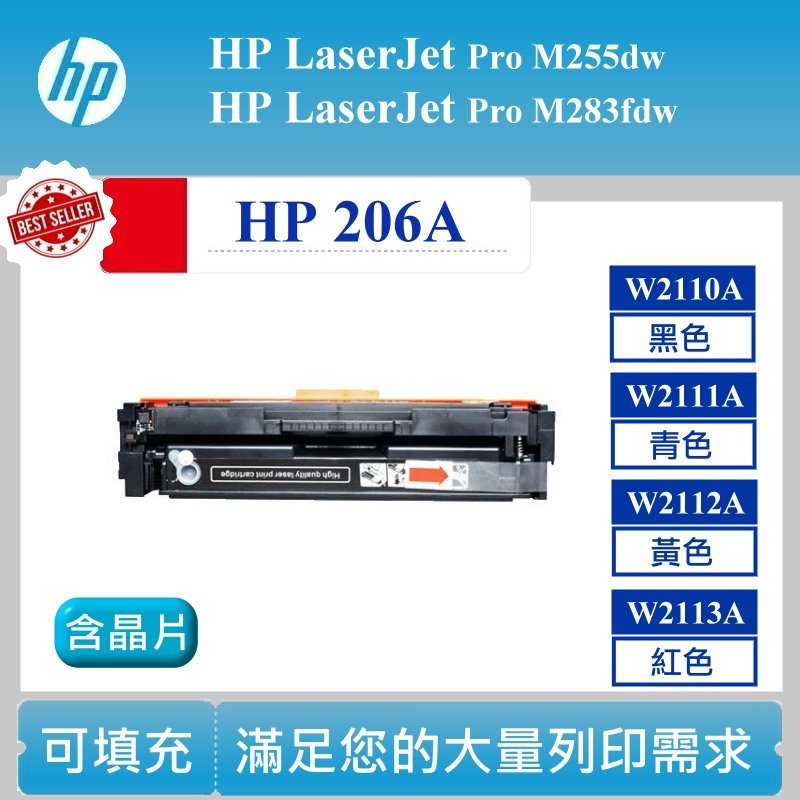 【高球數位】HP 206A 含晶片 相容碳匣 M283fdw W2110A W2111A 適用M282nw M255dw | 蝦皮購物