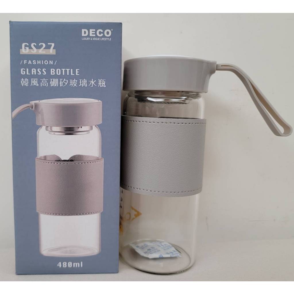[全新公司貨]DECO GS27韓風高硼矽玻璃水瓶480ml 不鏽鋼濾網泡茶杯 鮮果水瓶 環保杯 SGS檢驗認證 | 蝦皮購物