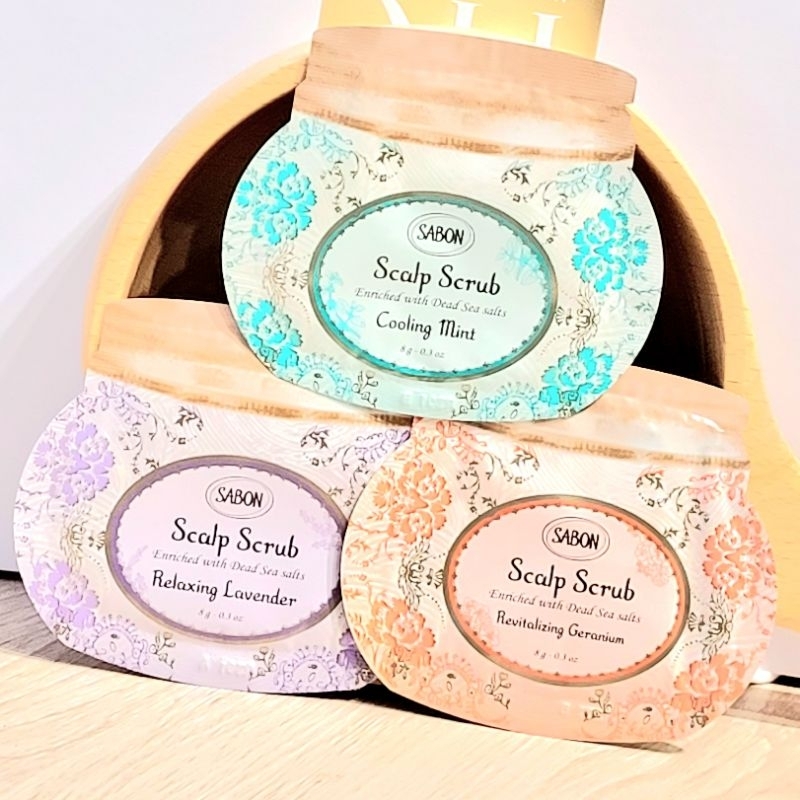 桃桃貓🌱 SABON 🎀 死海鹽頭皮磨砂膏8g 舒緩薰衣草 賦活天竺葵 薄荷 期限2026.04 100%台灣專櫃貨 | 蝦皮購物