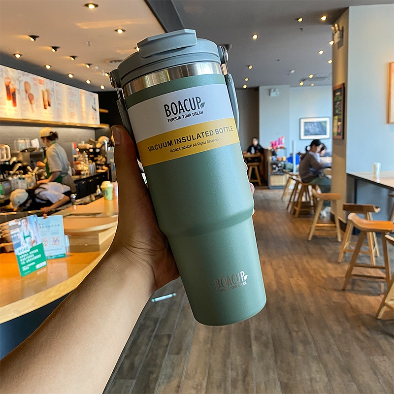 【BOACUP】SGS檢驗合格 陶瓷內膽 雙飲保溫杯 手提冰壩杯 雙層不鏽鋼 冰霸杯 304不鏽鋼保溫杯 咖啡杯 保溫杯 | 蝦皮購物