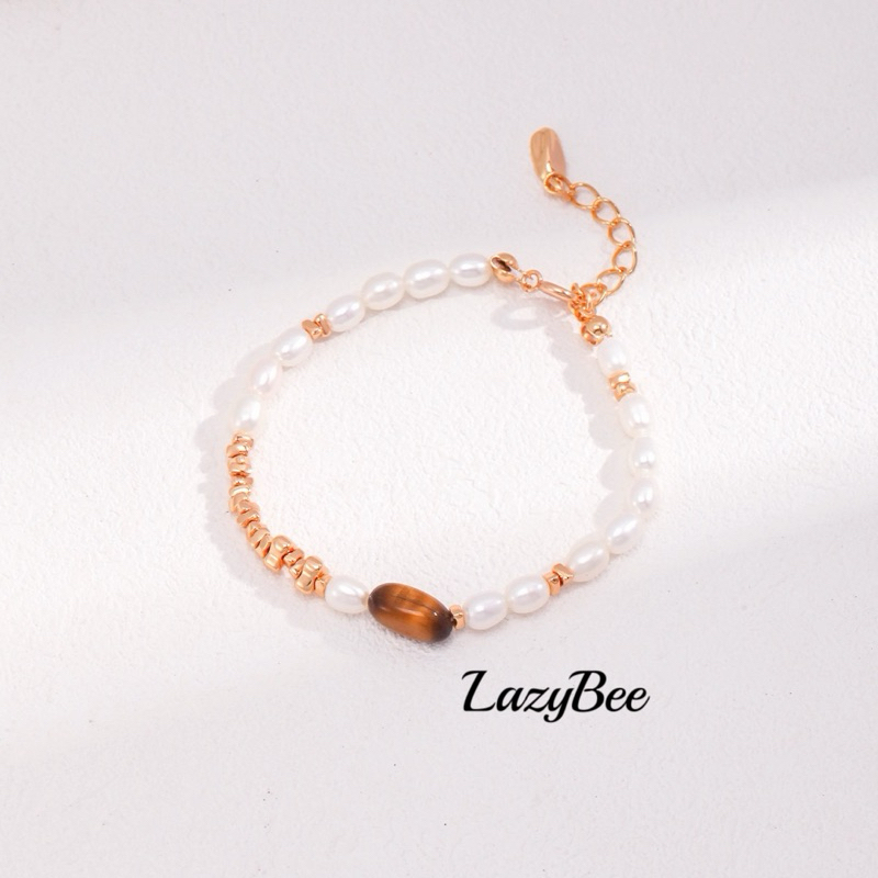 LazyBee 《設計師款》 虎眼石天然珍珠手鍊｜美拉德配色｜預購 | 蝦皮購物