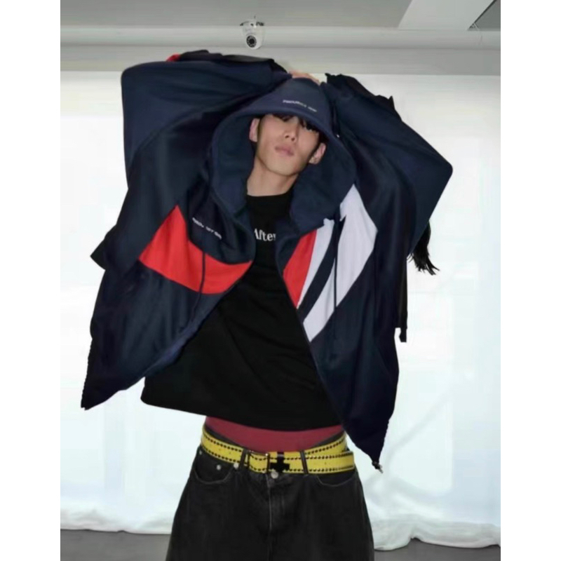 Grailz Project G/R 23FW 拼接假兩件復古連帽拉鍊運動夾克外套 | 蝦皮購物