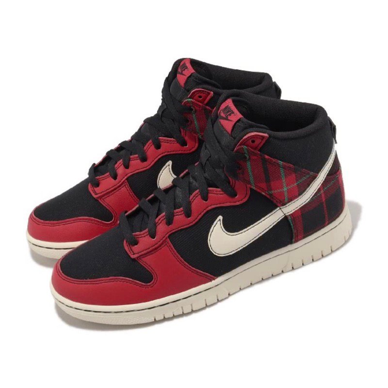 NIKE 耐吉 休閒鞋 Dunk HI Retro SE 男鞋 黑 紅 格紋 帆布 皮革 高筒(DV0826-001) | 蝦皮購物