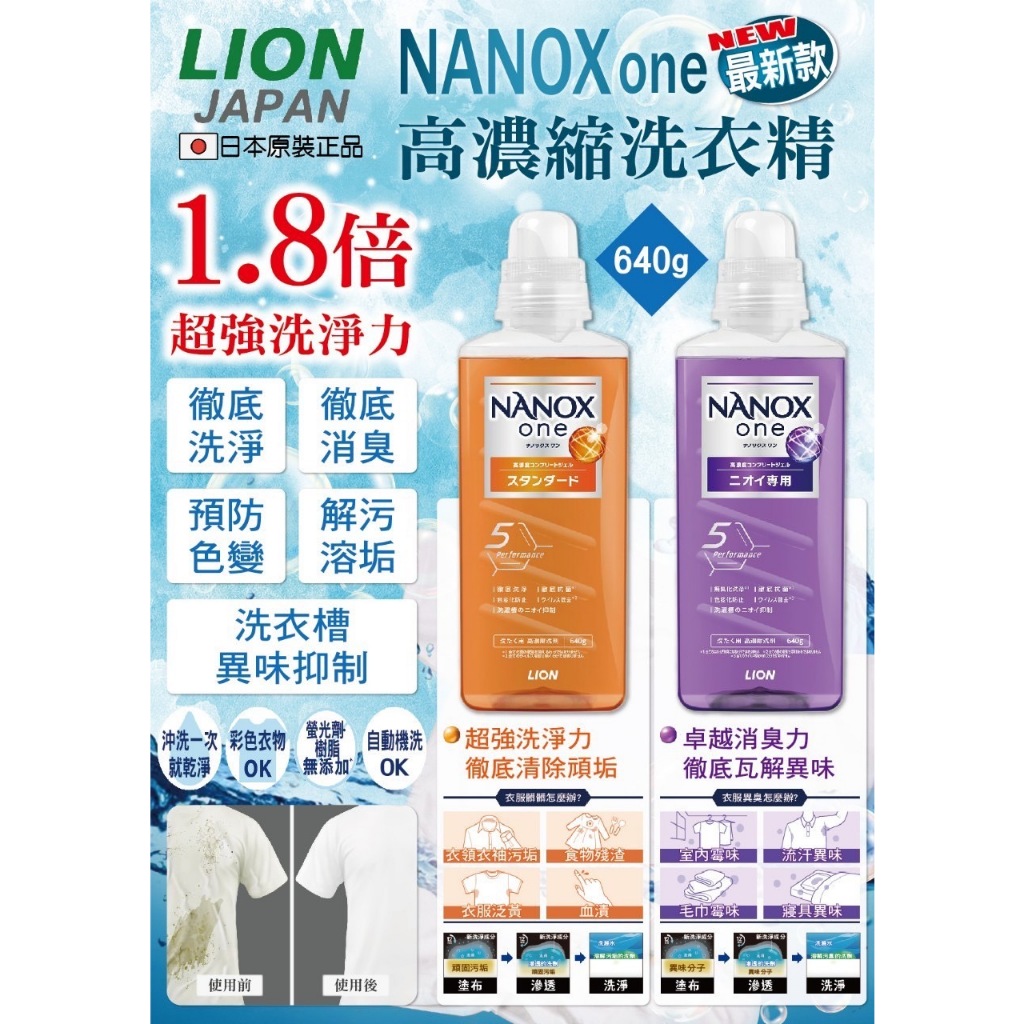 【髮荳荳】日本LION NANOX ONE高濃縮洗衣精640g/2023年LION最新款高濃縮洗衣精.三項創新技術 | 蝦皮購物