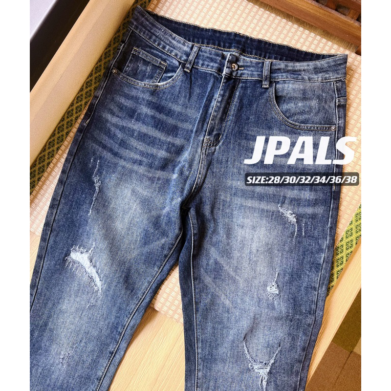 【JPALS】 極深黑藍 補釘 貓爪 黑灰牛王 深藍 破壞 彈性 黑藍 牛仔褲 韓版 | 蝦皮購物