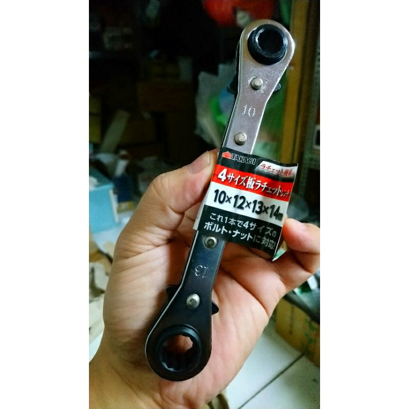 含稅發票10 12 13 14mm日本高儀TAKAGI 4合1棘輪板手 短型 10 12 13 14mm正反轉 | 蝦皮購物