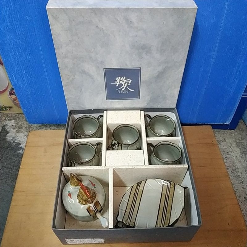 日本SUIEN翠泉咖啡杯組（5 杯+糖罐）---早期收藏品 | 蝦皮購物