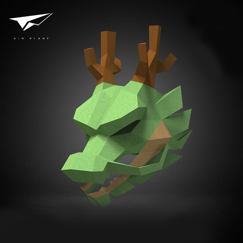 頭套系列_龍頭頭套 免剪裁劃線 立體紙模型 手工 DIY 摺紙 折紙 紙製品 面罩 派對 紙面具 龍 | 蝦皮購物