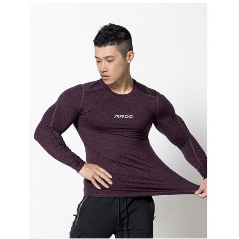 [AROO] 機能 訓練 長袖 極致觸感 麻酒紅 重訓 運動 四面拉伸 速乾 夢多 IFBB PRO 穿搭 絕版 | 蝦皮購物