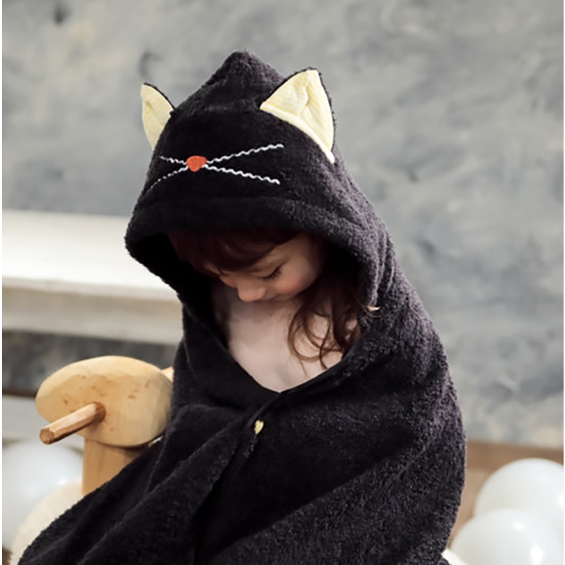 今治Kontex Nekosan 貓耳造型 連帽棉質浴巾 - 炭色 | 蝦皮購物