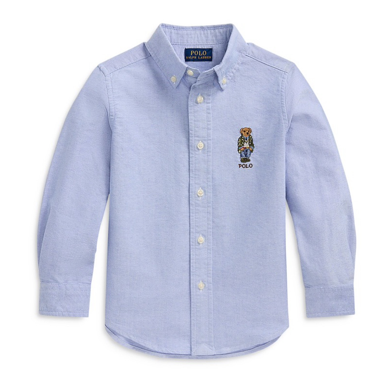 🐻Polo Bear Ralph Lauren 青年款熊熊 藍色 牛津布 長袖襯衫 | 蝦皮購物