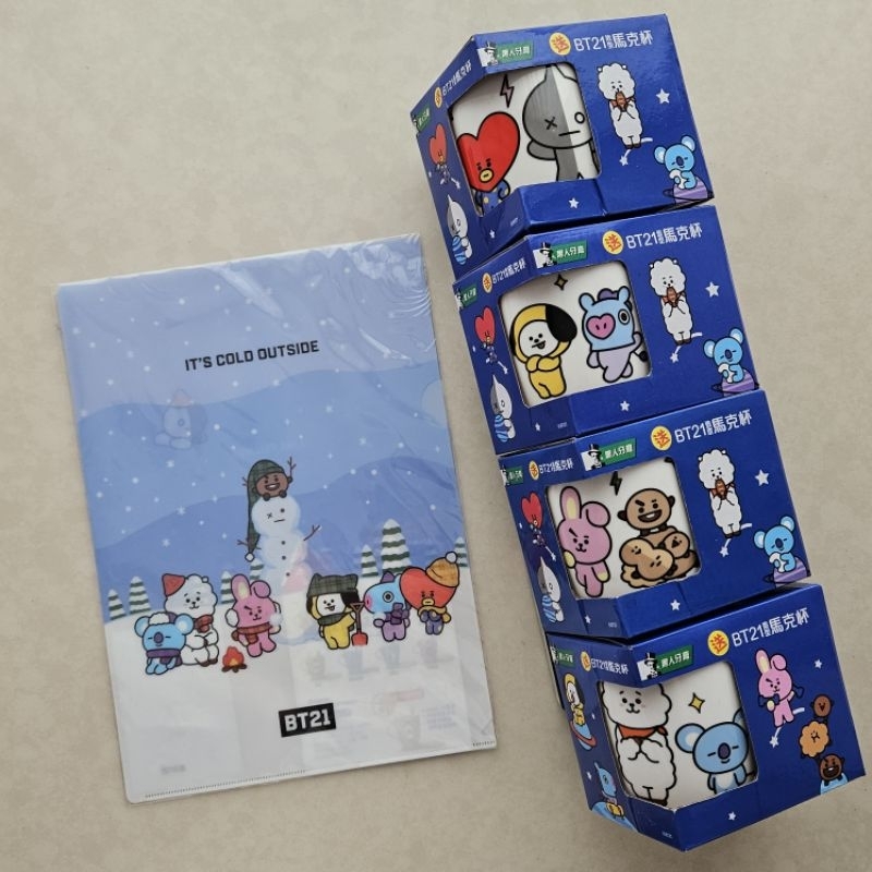 全新 韓國 BTS防彈少年團BT21 Q版造型馬克杯 全瓷 黑人牙膏限量聯名商品+聖誕資料夾 共5件 | 蝦皮購物