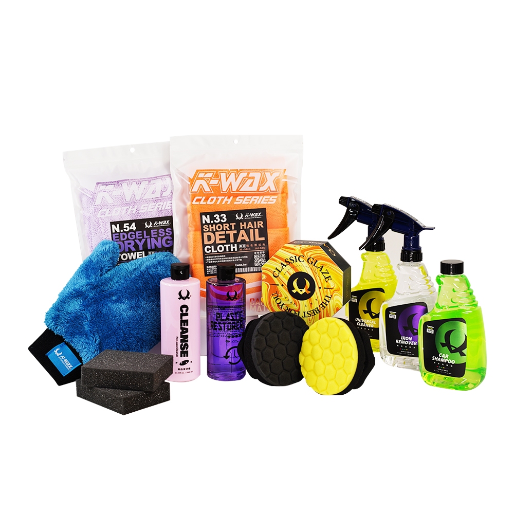 K-WAX 洗車美容組 新手洗車必備 一組就夠 洗車組 吸水布 洗車精 鐵粉去除劑 WM雙面洗車手套 | 蝦皮購物