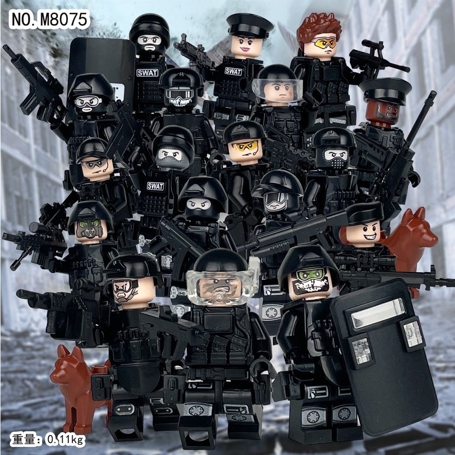 【台中老頑童玩具屋】M8075 袋裝積木人偶 警察系列 防暴特警 18款一套 | 蝦皮購物