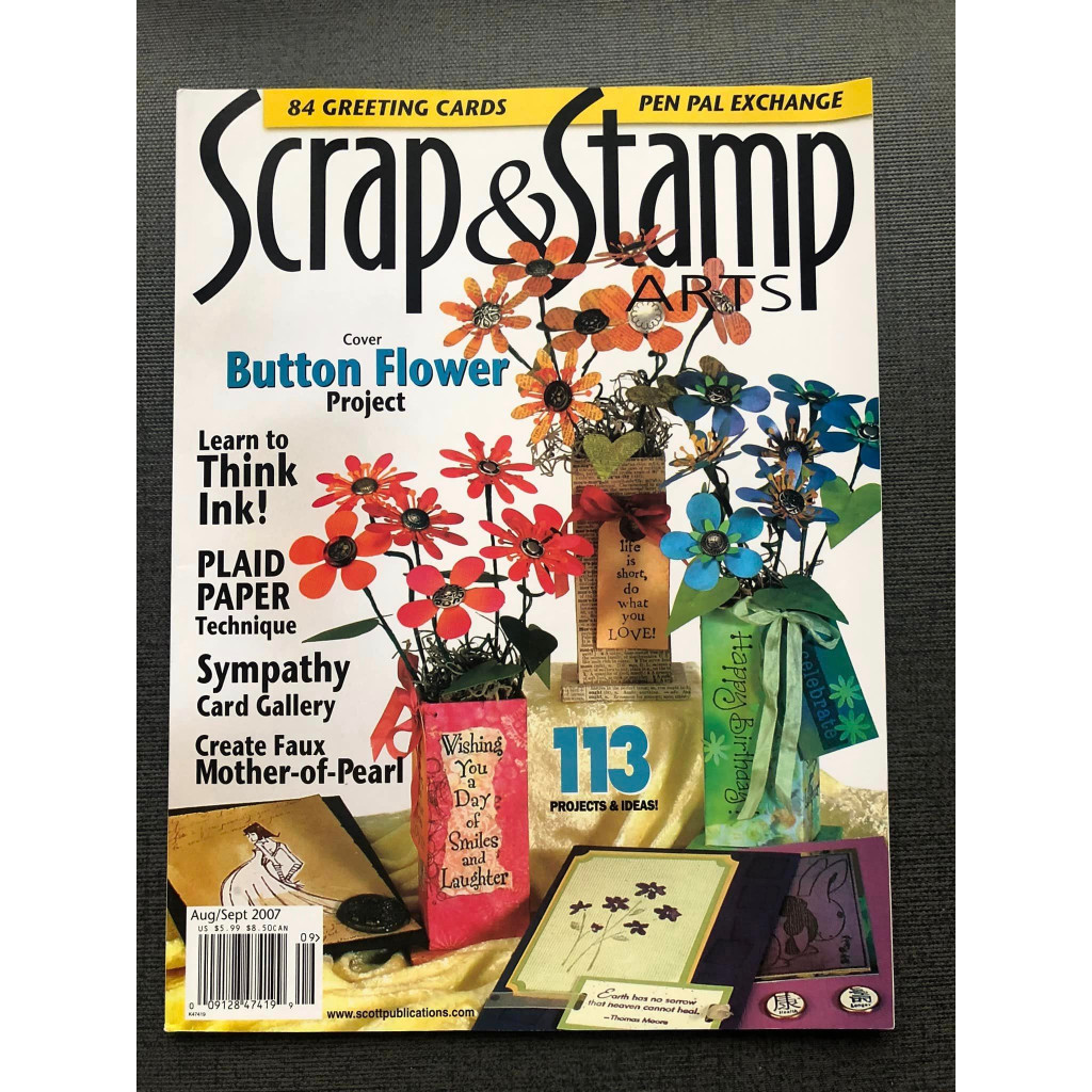 (雅夢的書櫃) 英文彩色版 Scrap & Stamp Arts Aug-Sept 2007 紙藝 貝登堡 牧莎紀事 | 蝦皮購物