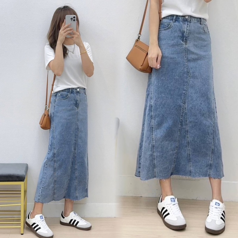 終於到貨🌟超好看 後開衩牛仔長裙7592/2932/3981 | 蝦皮購物