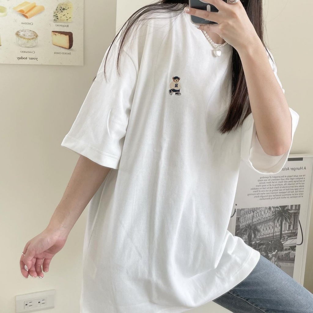 🇰🇷 韓國KKOBA 現貨 SPAO x WOODIE 小熊系列 迷你熊刺繡短袖 短袖 短踢 短T 韓國代購 | 蝦皮購物