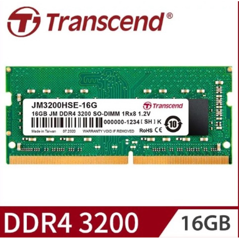 【Transcend 創見】 16GB JetRam DDR4 3200 筆記型記憶體 (JM3200HSE-16G) | 蝦皮購物