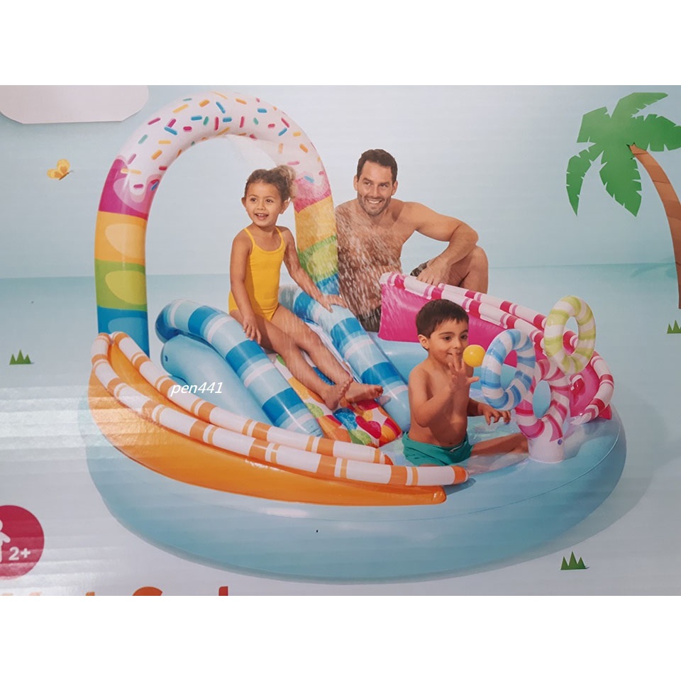 玩樂生活 美國INTEX 57144 彩色糖果溜滑梯充氣戲水池 兒童遊樂園 夏天玩水池 遊戲球池(免費維修 瑕疵換新品) | 蝦皮購物