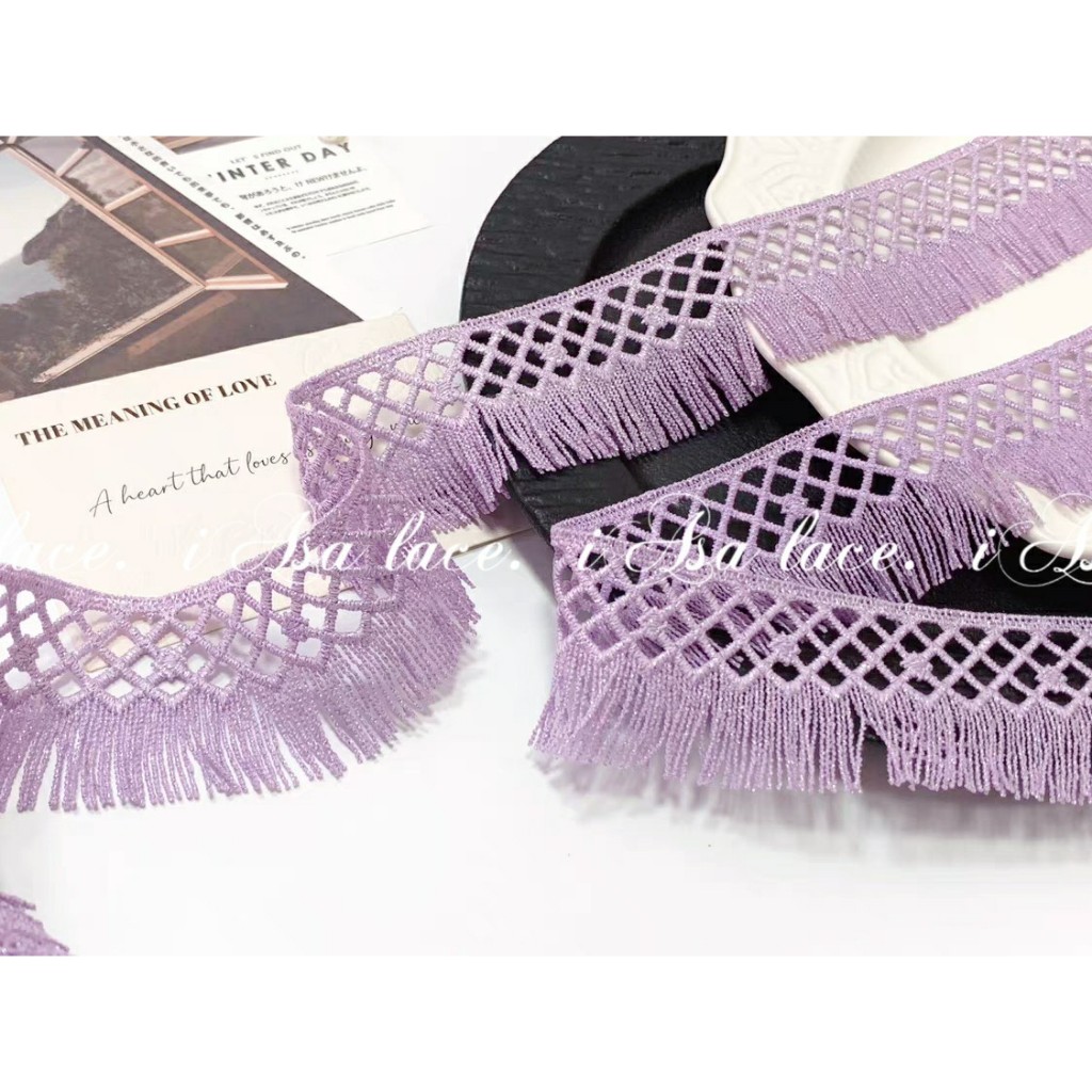 《iAsa愛莎の》手作材料 紫羅蘭亮絲白色流蘇蕾絲花邊DIY服裝衣裙洋裝旗袍披肩窗簾裝飾材料 | 蝦皮購物