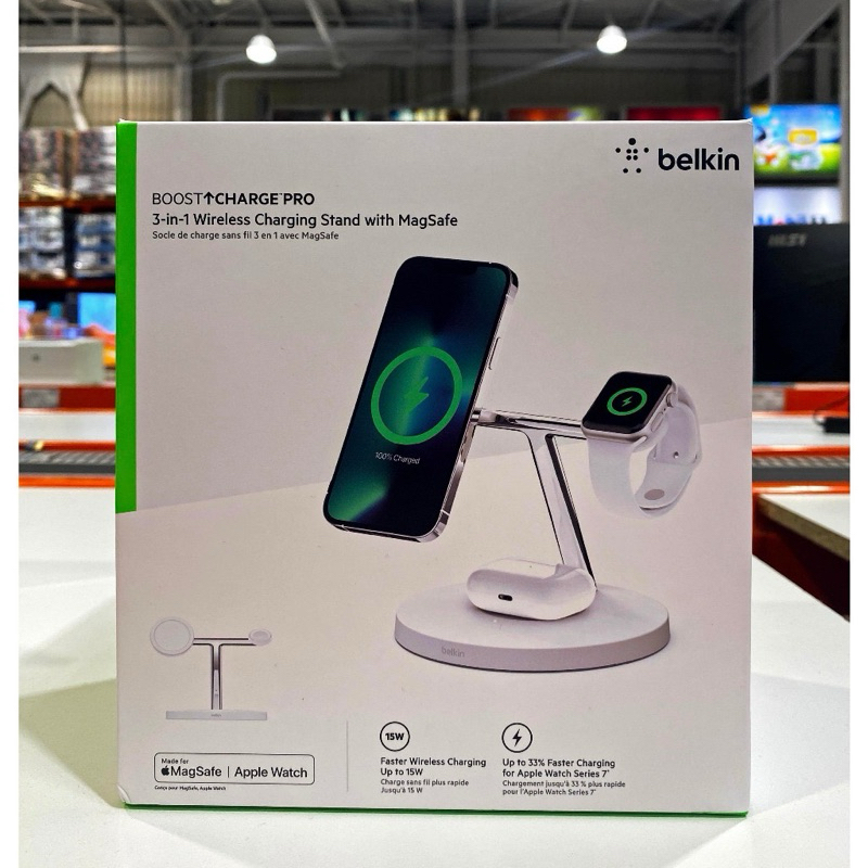Belkin BOOST↑CHARGE™ PRO MagSafe 3合1 無線充電器 強化版 磁吸充電架 BEL53 | 蝦皮購物