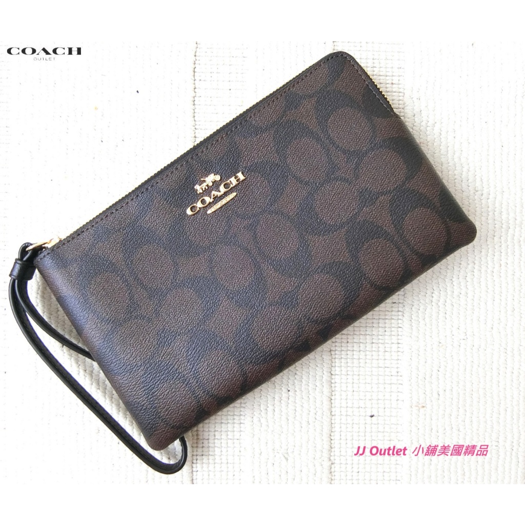 [美國購回精選特惠, 現貨在台]全新 Coach 6648 C Logo深咖啡色防刮皮革大手拿包可平放千元鈔(附購証) | 蝦皮購物