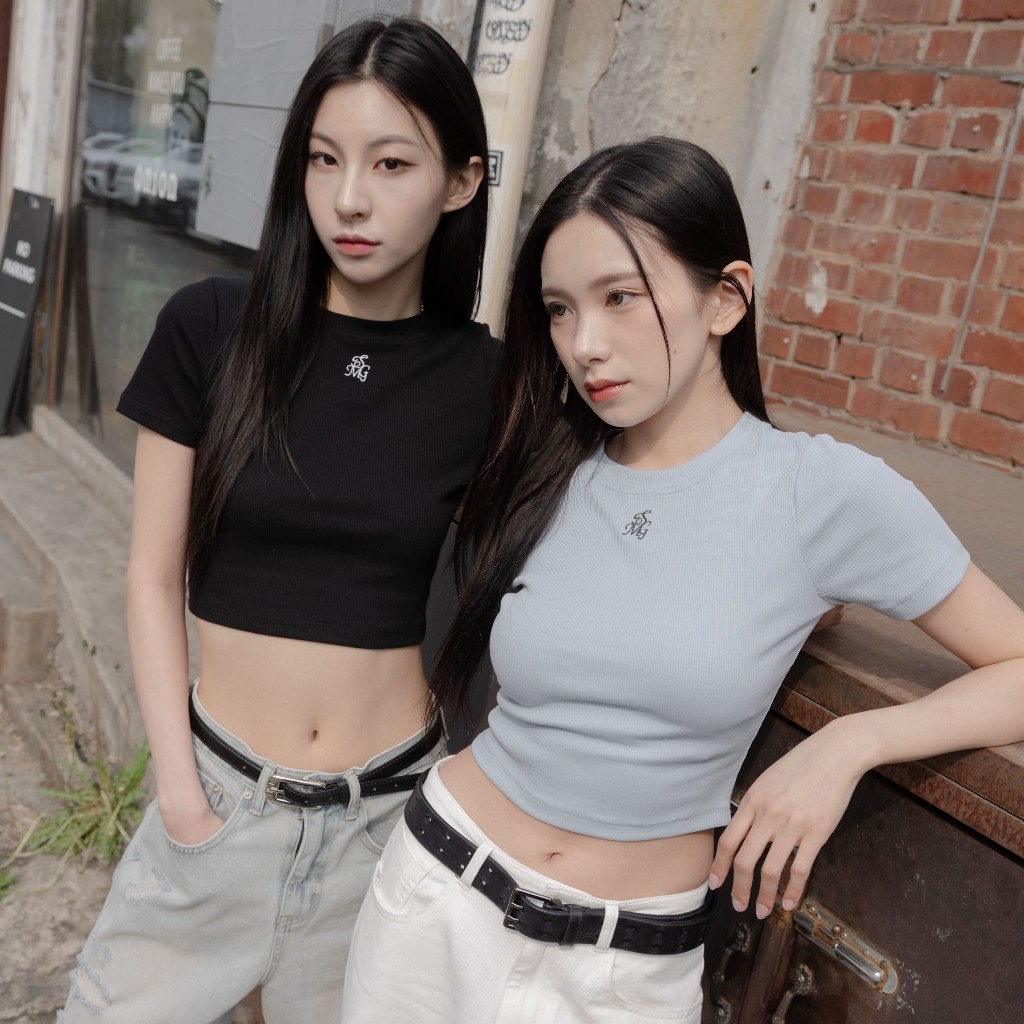 [Simon girl] SIMON MADE GC-2404 法式 刺繡 小Logo 短版 上衣 | 蝦皮購物