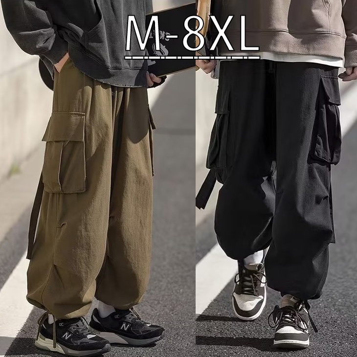 M-8XL 精品滑板工裝褲男 大尺碼寬鬆闊腿長褲 顯瘦加大碼男生休閒長褲 復古風 工裝縮口褲 韓國潮牌ins大口袋工作褲 | 蝦皮購物