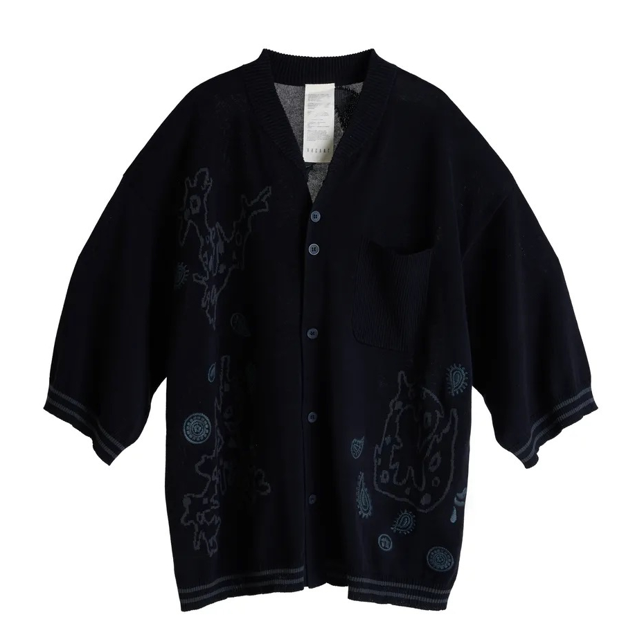 (Wings Select) VACANT Embroidered Cardigan 罩衫 針織 黑色 設計款 七分袖 | 蝦皮購物