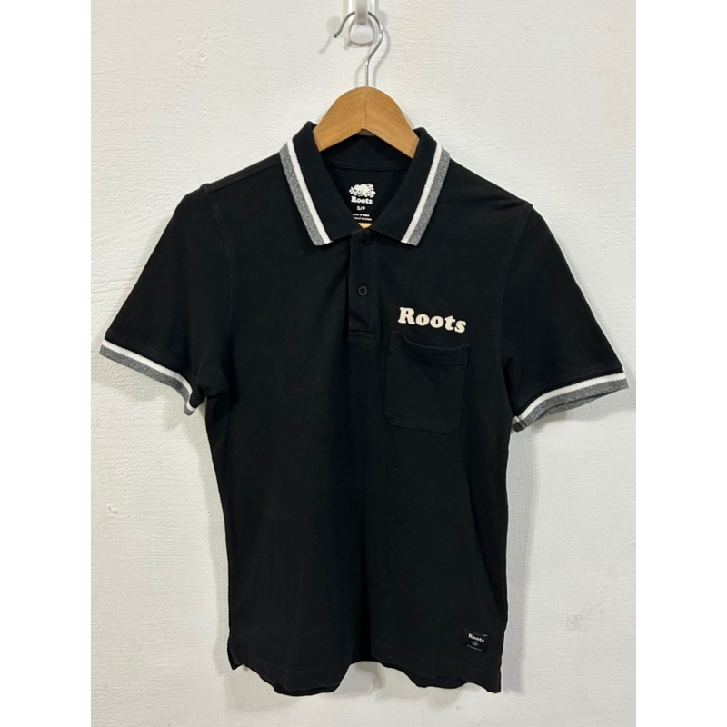 100%正版 Roots 經典 黑色 短袖 POLO衫S （我一般穿M號） | 蝦皮購物