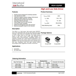 IR2011 IR 高側或低側 閘極驅動器 IC 反相 8-PDIP台灣現貨 | 蝦皮購物