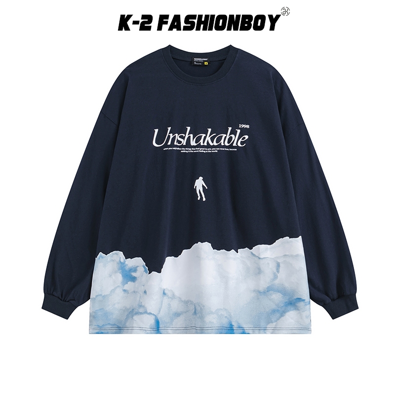 【K-2】Unshakable 1998 飛翔 天空 雲朵 寬鬆長袖 長t 落肩 大學t 雲朵長袖 情侶【DT885】 | 蝦皮購物