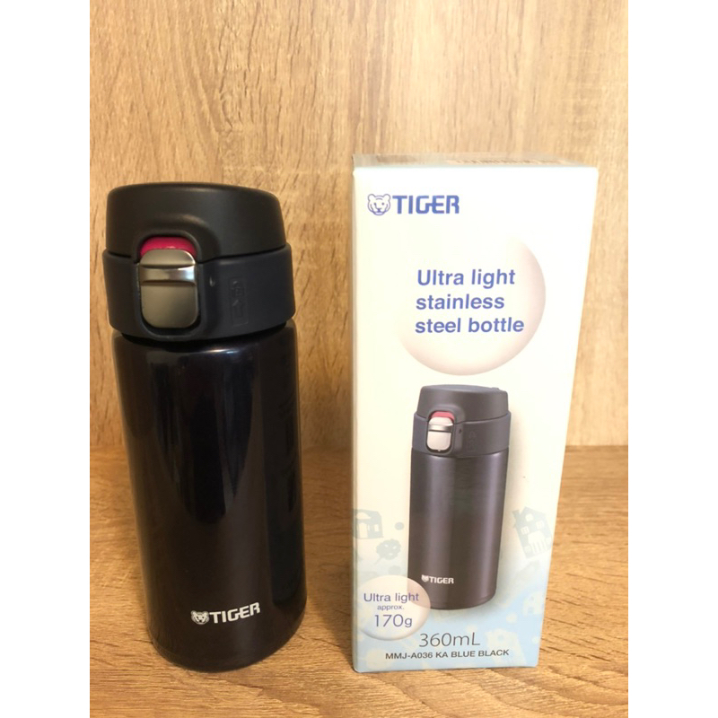 🍄二手🍄虎牌 TIGER 360ml onetouch 夢重力超輕量彈蓋不鏽鋼保溫瓶 MMJ-A036 深藍色 | 蝦皮購物