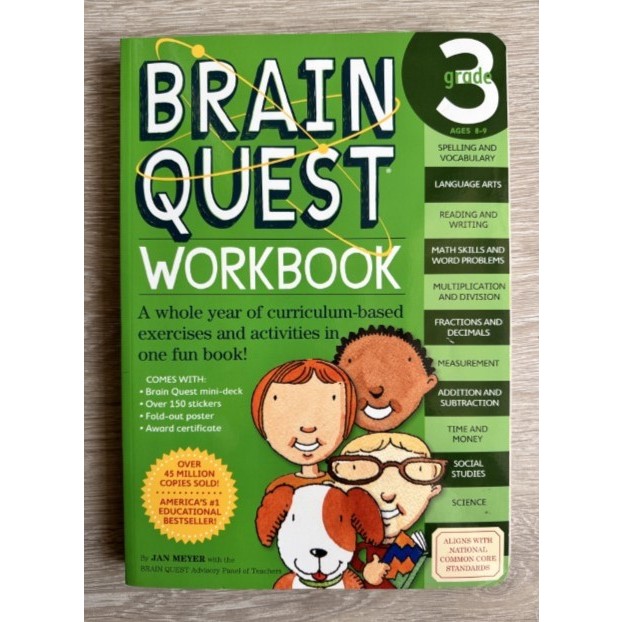 Brain Quest Workbook Grade 3 (全書彩色印刷 附彩色貼紙) | 蝦皮購物