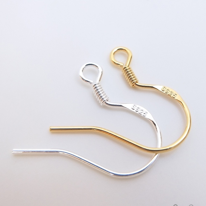 宏雲Hongyun-Ala--S925通體純銀耳鉤鍍18K真金色白金14K鍍金保色耳環配件diy手工材料 | 蝦皮購物