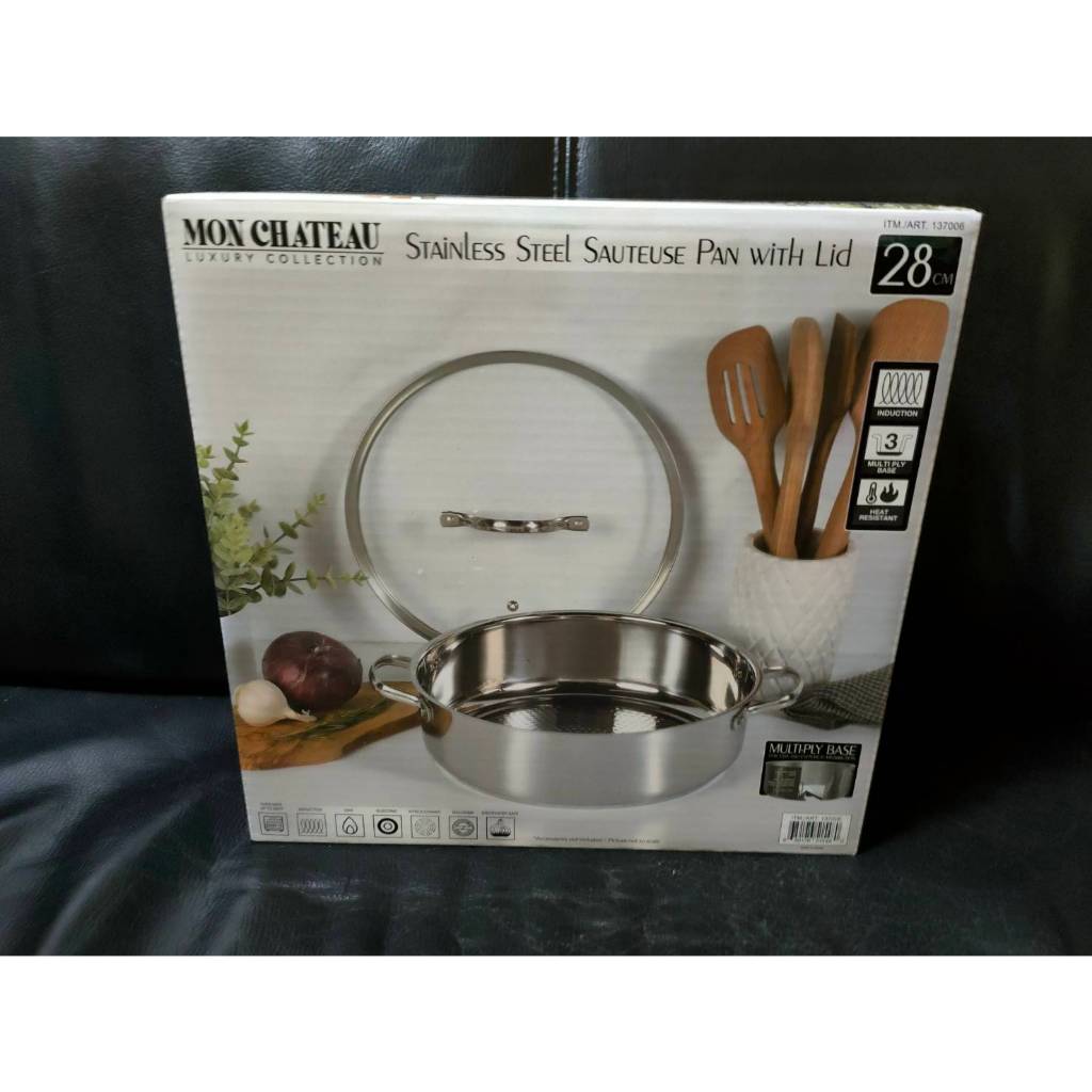 A&R~Mon Chateau 不鏽鋼雙耳淺湯鍋含蓋 28公分 鍋子 #137006 | 蝦皮購物