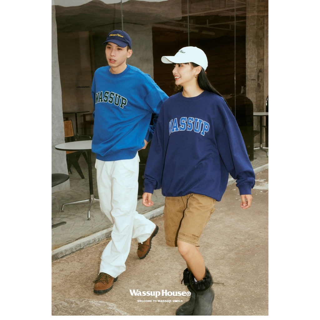 [SWISH] 自選品牌Wassup House- 經典貼布logo大學T（預購） | 蝦皮購物
