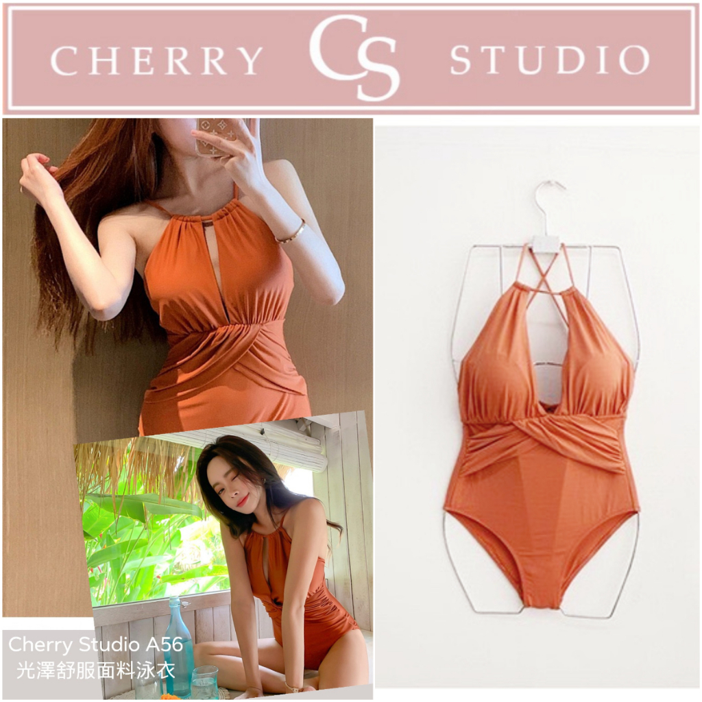 現貨A56｜CherryStudio｜質感絲光 美胸挖空swimwear (M-XL) | 蝦皮購物