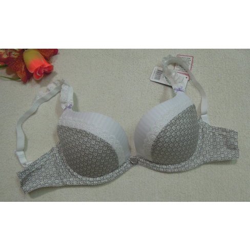 【奧黛莉】天使之約系列~蕾絲印花內衣【6069】~75C,75D,80D~白底黑 | 蝦皮購物