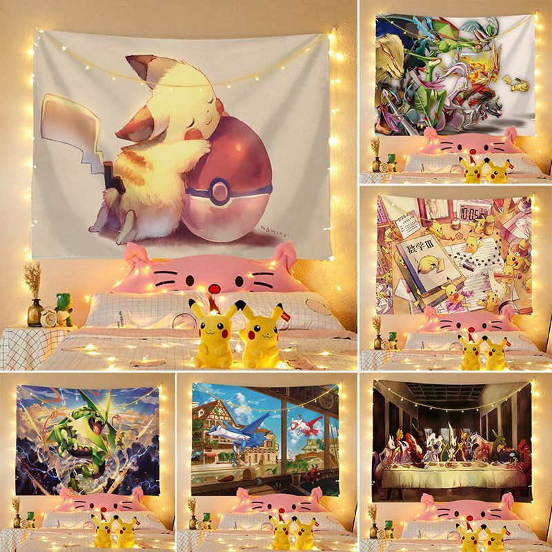 yyds ins北歐掛布 墻壁畫 墻壁裝飾 背景掛布 日式掛毯 動漫寵物小精靈掛布 寶可夢裝飾牆布 床頭臥室可愛背景掛布 | 蝦皮購物