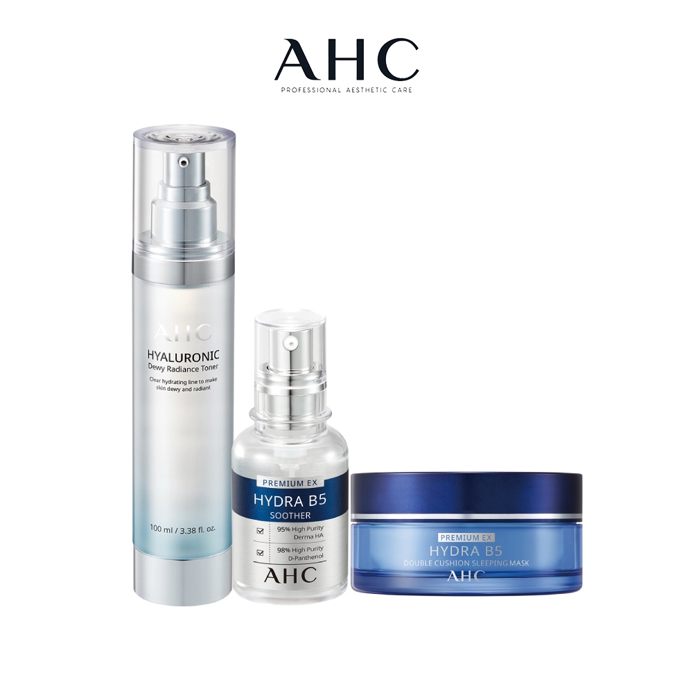 【AHC】打造水嫩肌膚三件組(機能水100ml+玻尿酸精華30ml+B5雙槽爆水面膜60g) | 蝦皮購物