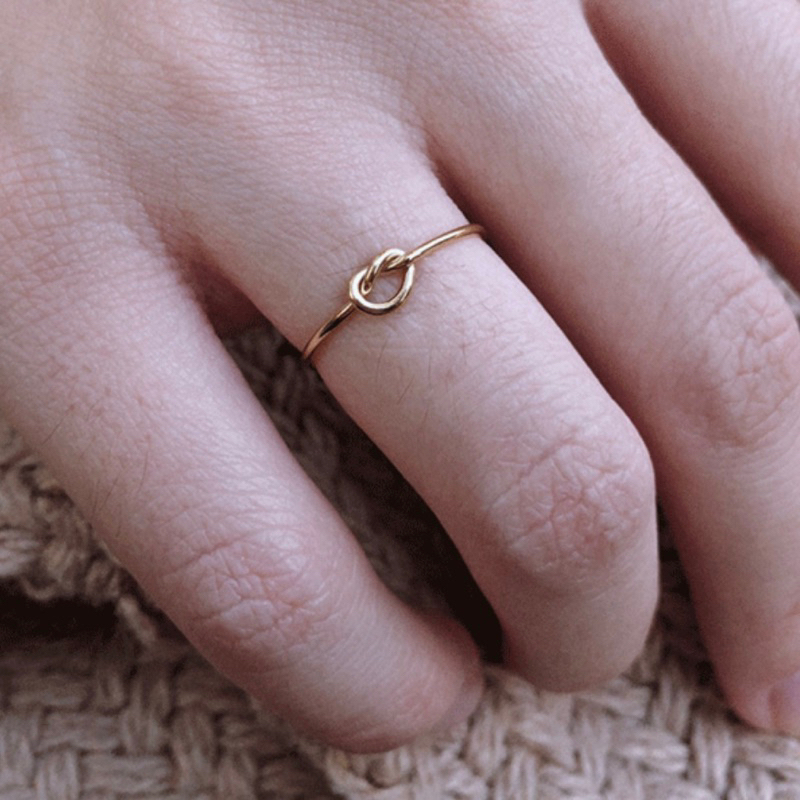 DJ訂製 洗手不用摘 美國14k包金打結戒指 永結同心同心結戒指14KGF | 蝦皮購物