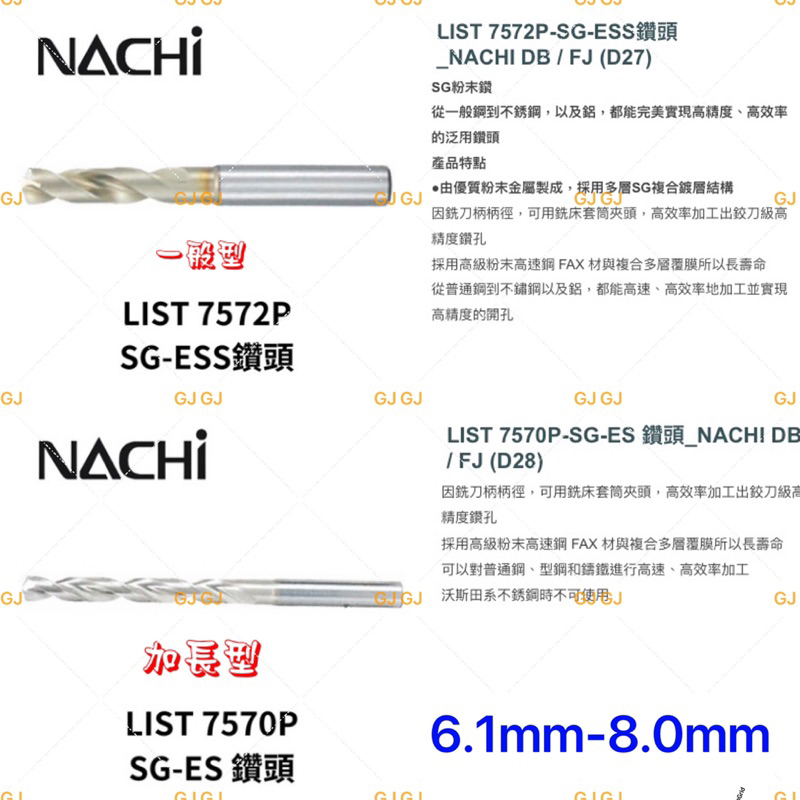 現貨 ️Nachi 日本鑽頭SG鑽頭 7572P/7570P 粉末鑽頭 6.1-8.0 | 蝦皮購物