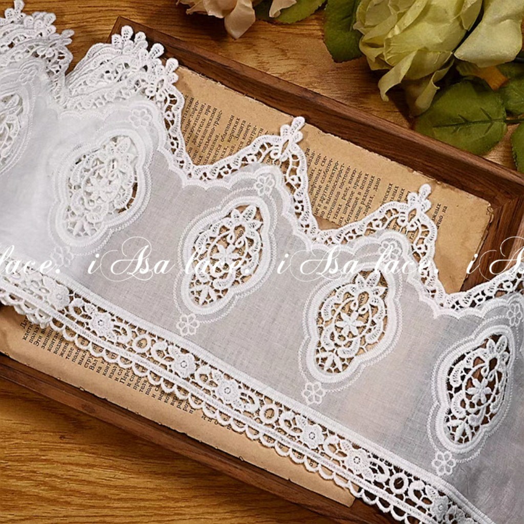 《iAsa愛莎の》手作材料 法式黑色白色精美棉布拼接水溶刺繡蕾絲diy服裝家居窗簾製衣拼接輔料 | 蝦皮購物