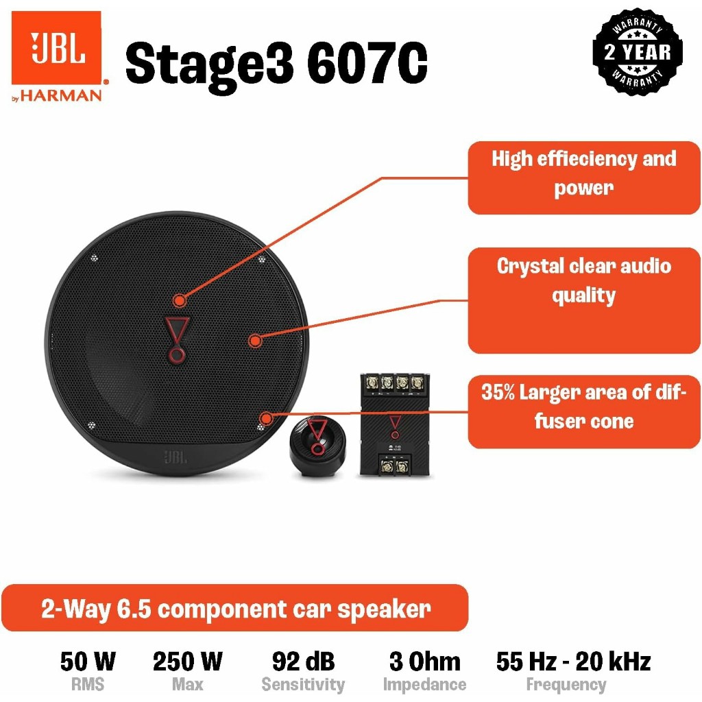 【JBL】 6.5吋 Stage3 607C 2音路 分離式喇叭 150W | 蝦皮購物